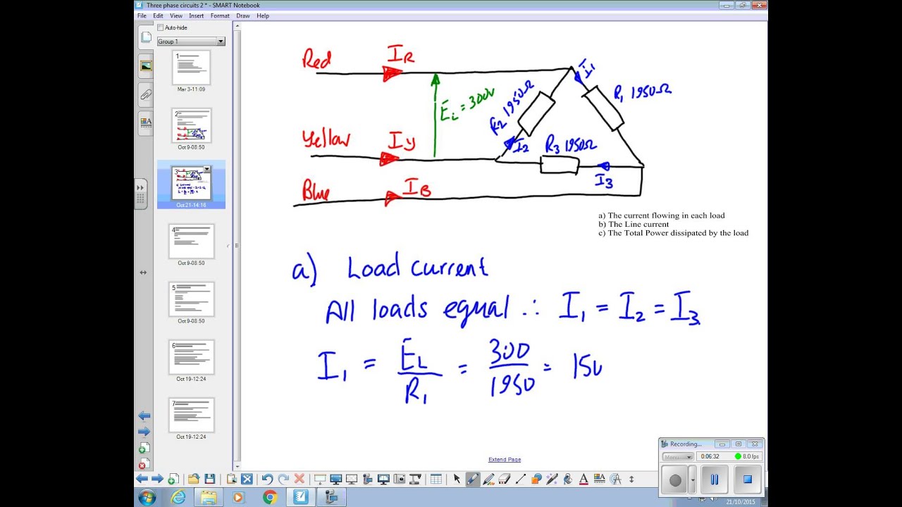 October 21st Part 1: 3 phase circuits class example 1 Balanced Delta ...
