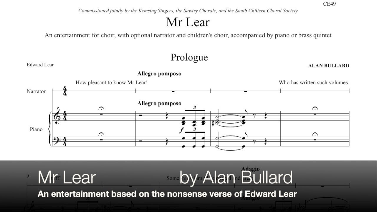 Alan Bullard: Mr Lear (Scrolling Score) - YouTube