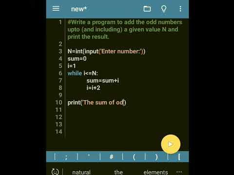 Python program to add the odd numbers upto a given value - YouTube