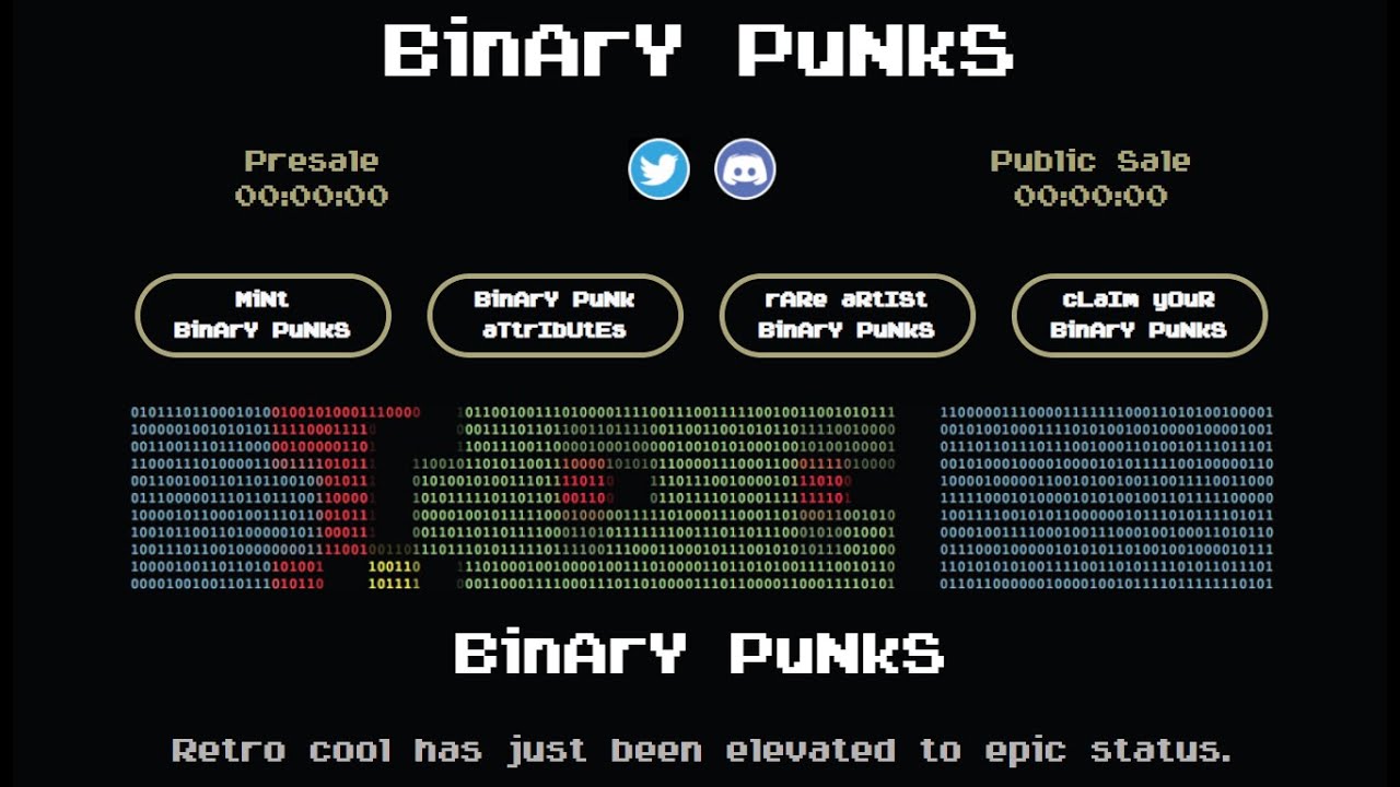 Binary Punks - The Whole Crypto Punks Collection Manually Converted One by One Into Binary Form ...