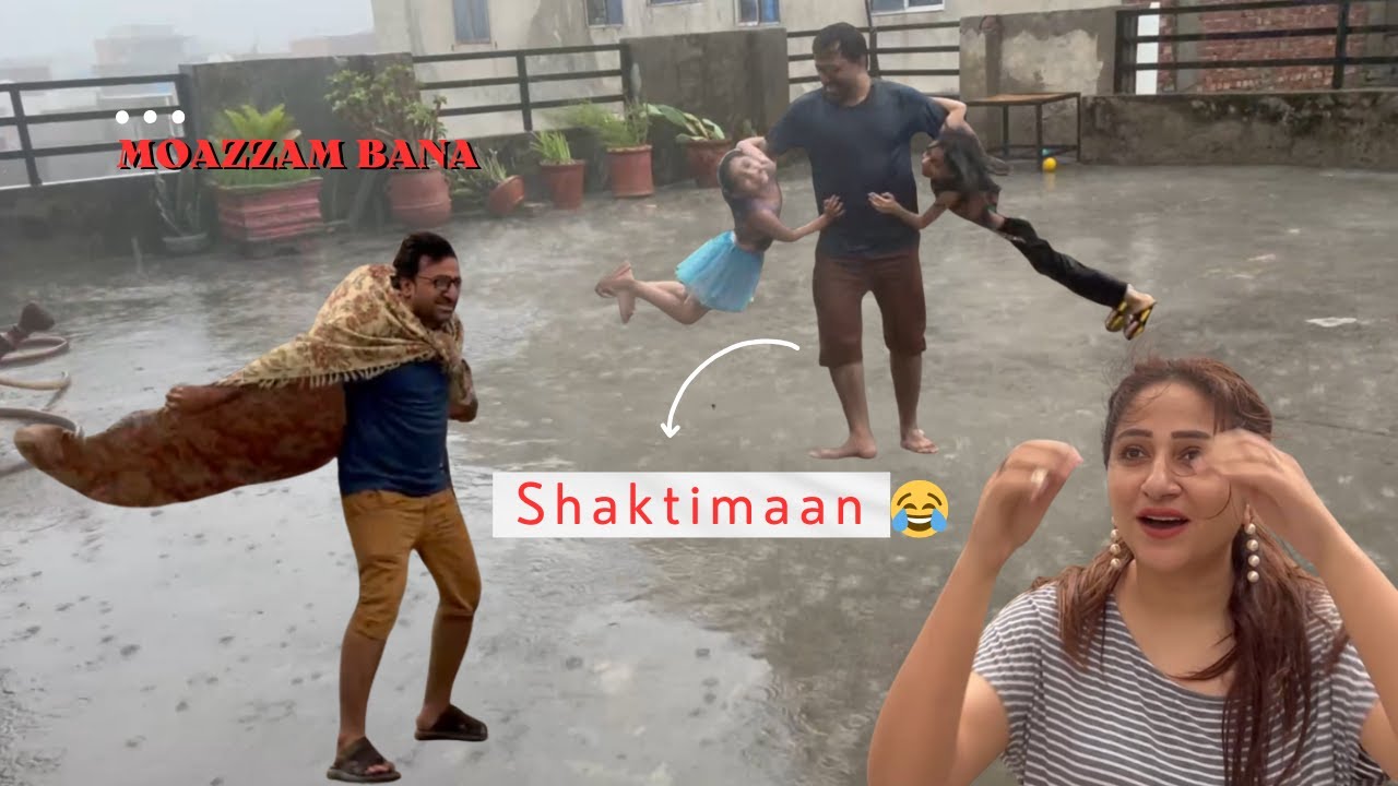Toofani Barish Main Moazzam Bana Shaktimaan 🤣🤣🤣 || Iman and Moazzam Vlog#427 - YouTube