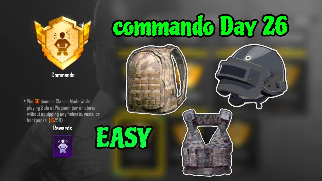 Commando Day 26 💜 full rush Gameplay BGMI Glass Cannon Achivement How To complete commando - YouTube