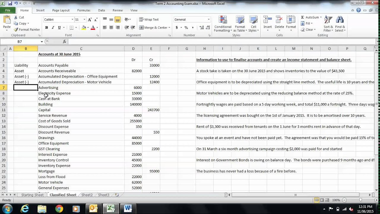 2015 Accounting Exam Balance Day Adjustments PART 1 - YouTube