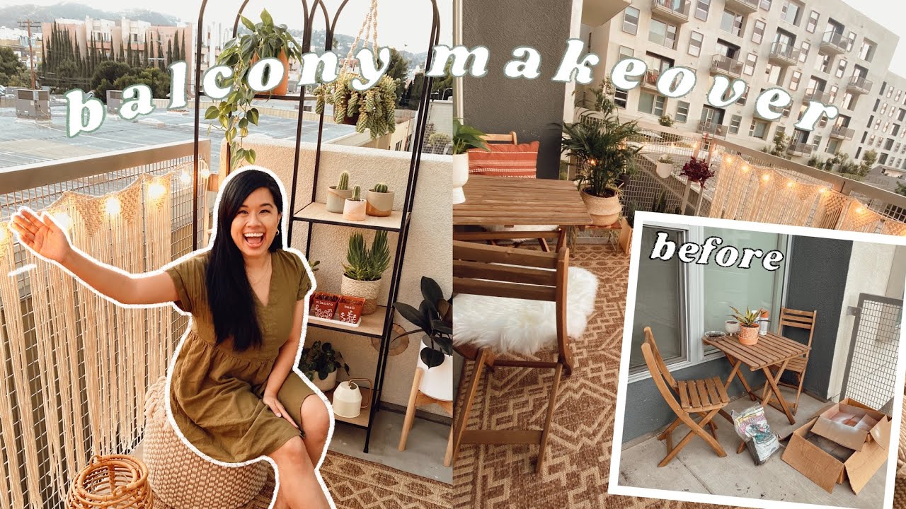 EXTREME SMALL BALCONY MAKEOVER! | Lush Boho Plant Apartment Patio + DIY ...