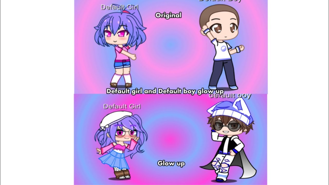 Gacha club Default girl and Default boy glow up - YouTube