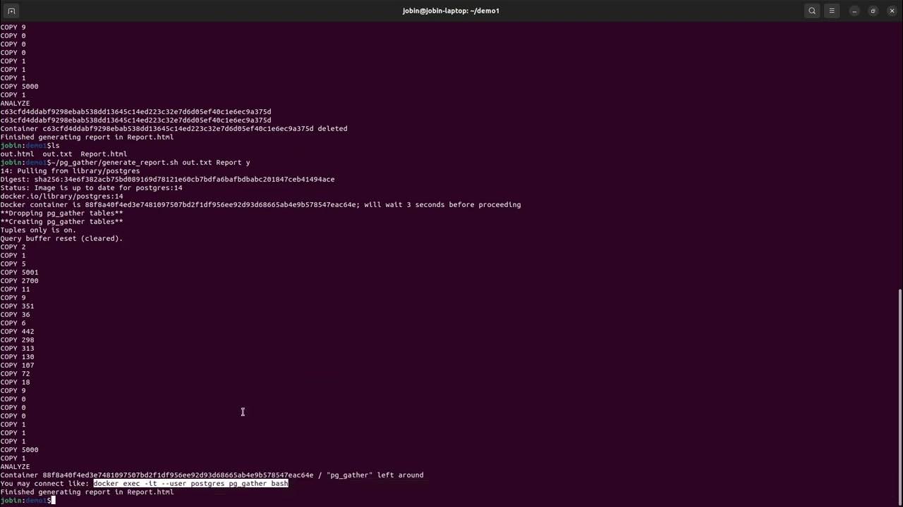 pg_gather Report generation using postgresql docker container made easy - YouTube