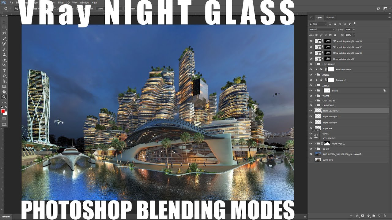 VRay Night Glass Blending Modes - YouTube