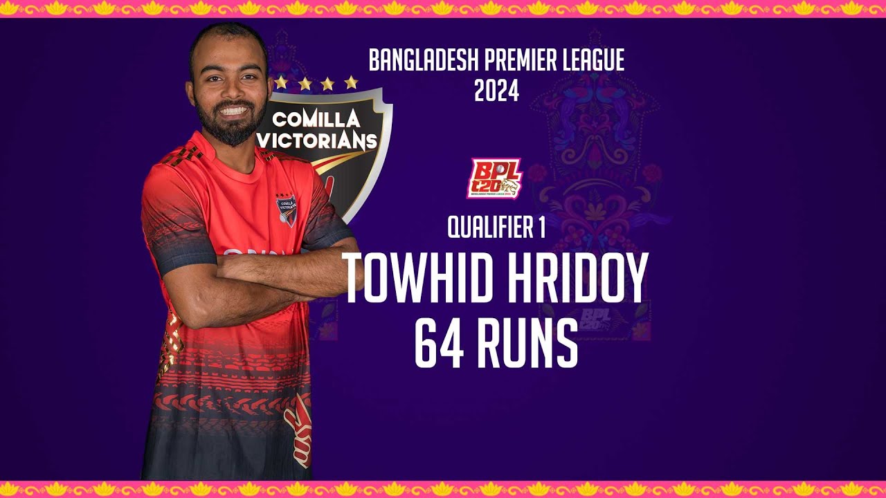 Towhid Hridoy's 64 Runs Against Rangpur Riders | Qualifier 1 | Season ...