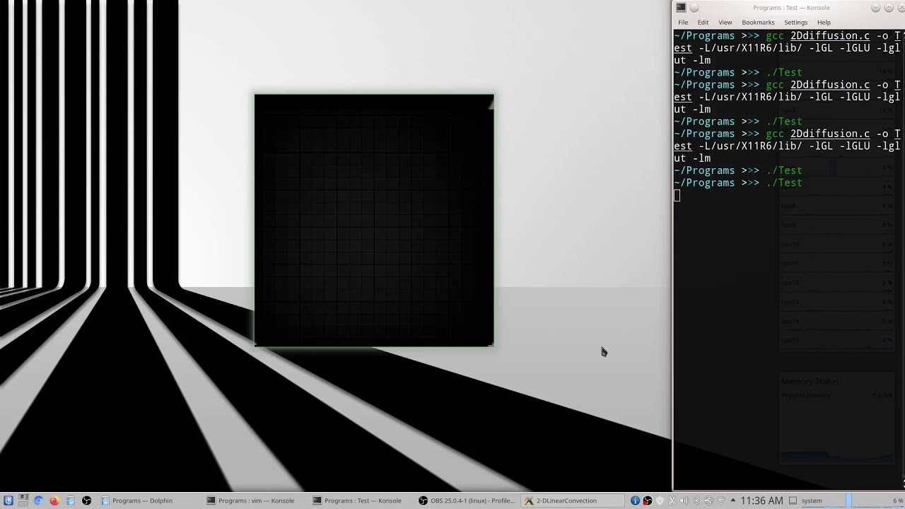 2-D Diffusion Fluid Simulation (C/OpenGL) - YouTube