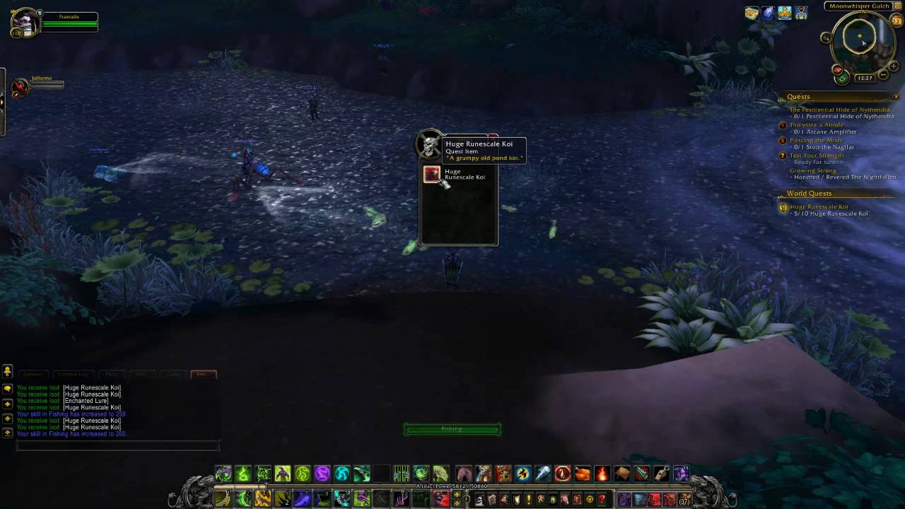World of Warcraft Huge Runescale Koi Fishing Legion World Quest Guide ...