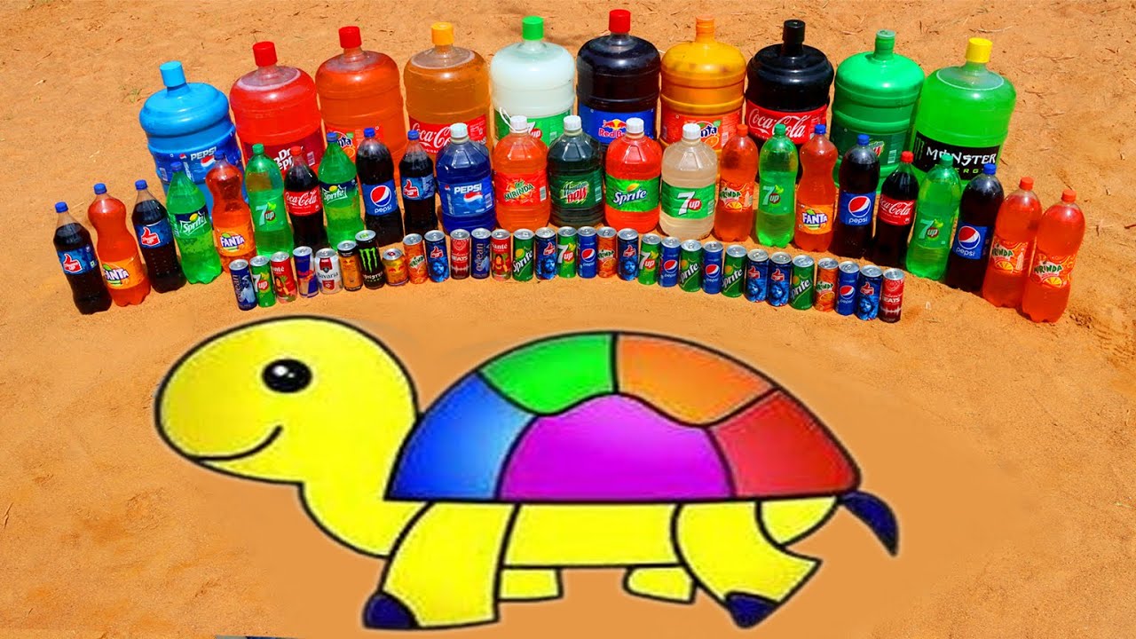 How to make Rainbow TURTLE with Orbeez,Coca Cola,Mtn Dew,7up, Schweppes ...