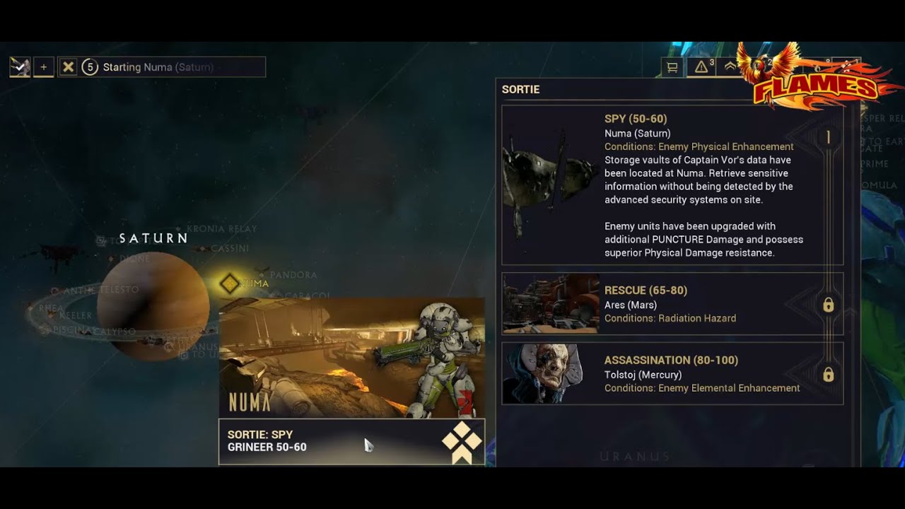 Warframe Numa (Saturn) Mission Spy level 50-60 - YouTube