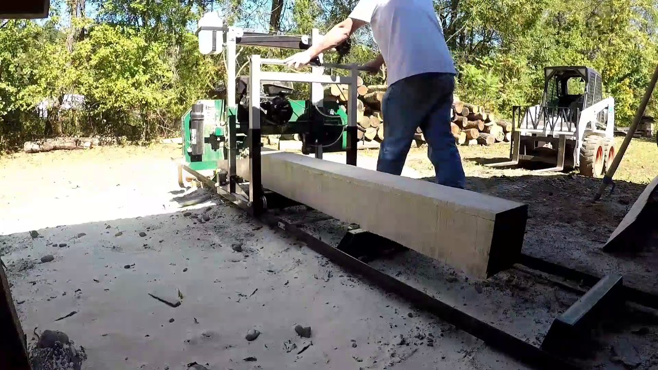 First log on the new sawmill setup - YouTube