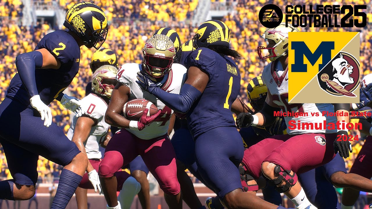 College Football 25 Michigan Wolverines vs Florida State Simulation PS5 ...