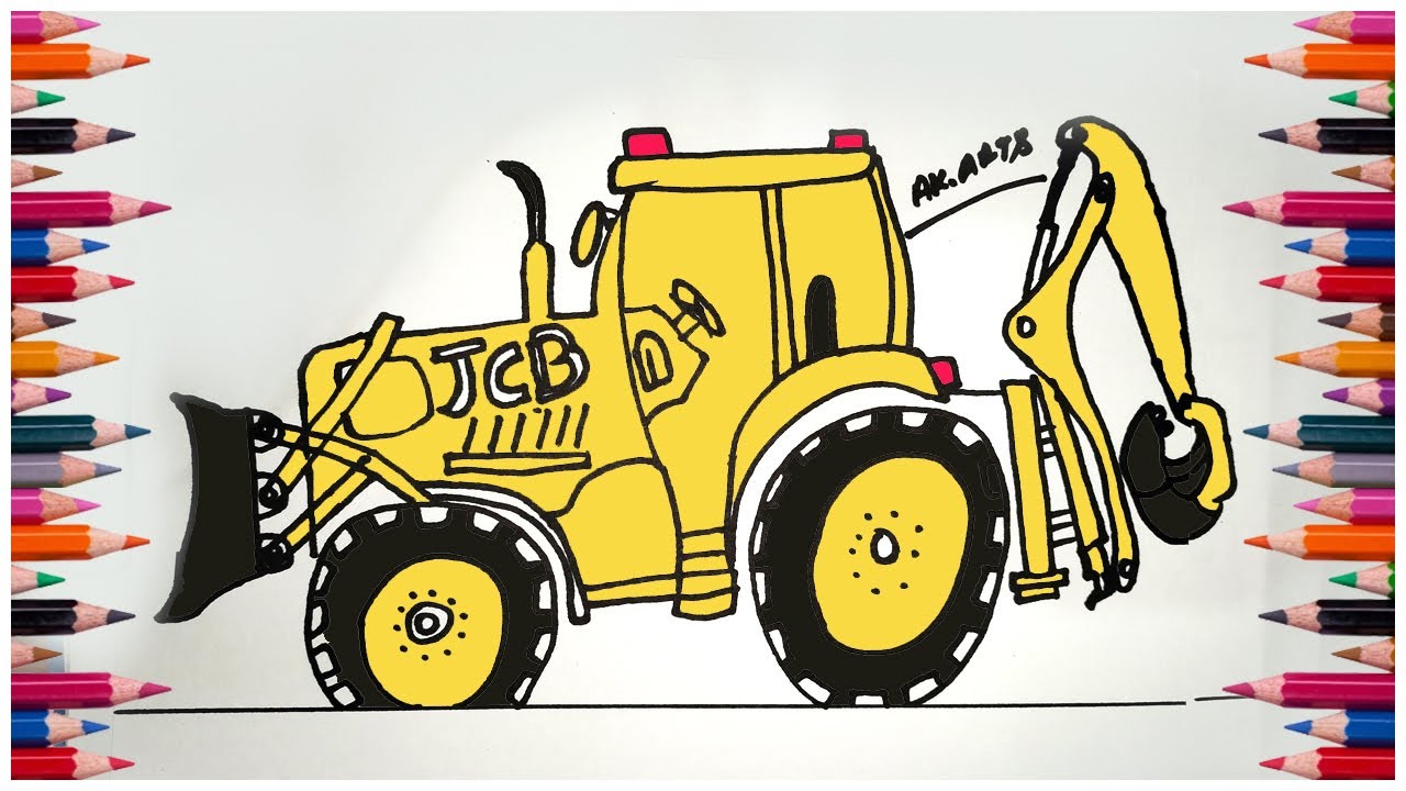 JCB Drawing | Painting | Coloring for Kids & Toddlers | How to Draw JCB ...