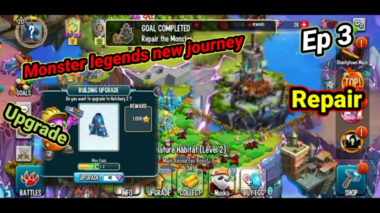 monster legends / new journey Ep 3 / repair Monster lab upgrade ...