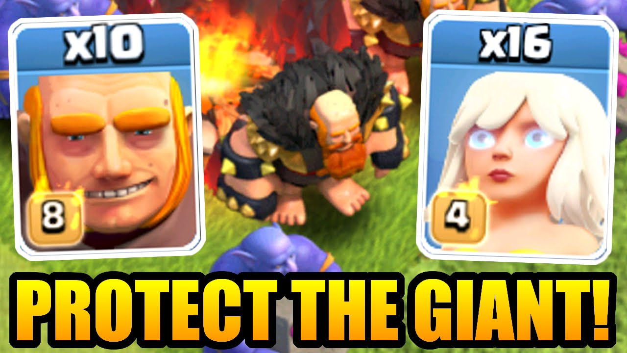 Clash Of Clans - "NEW" PROTECT THE LEVEL 8 GIANT! - Insane Max Troop ...