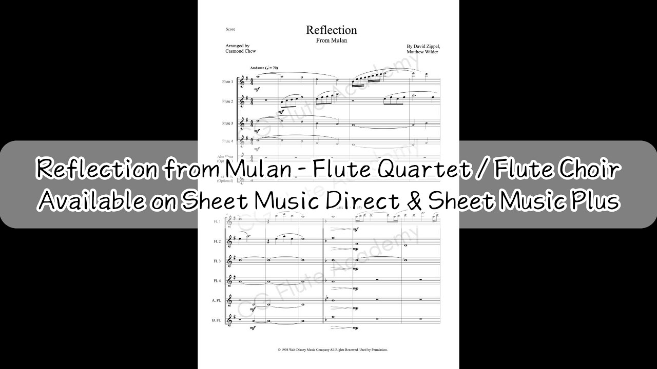 Reflection from Mulan - Flute Quartet / Flute Choir Score | Disney ...
