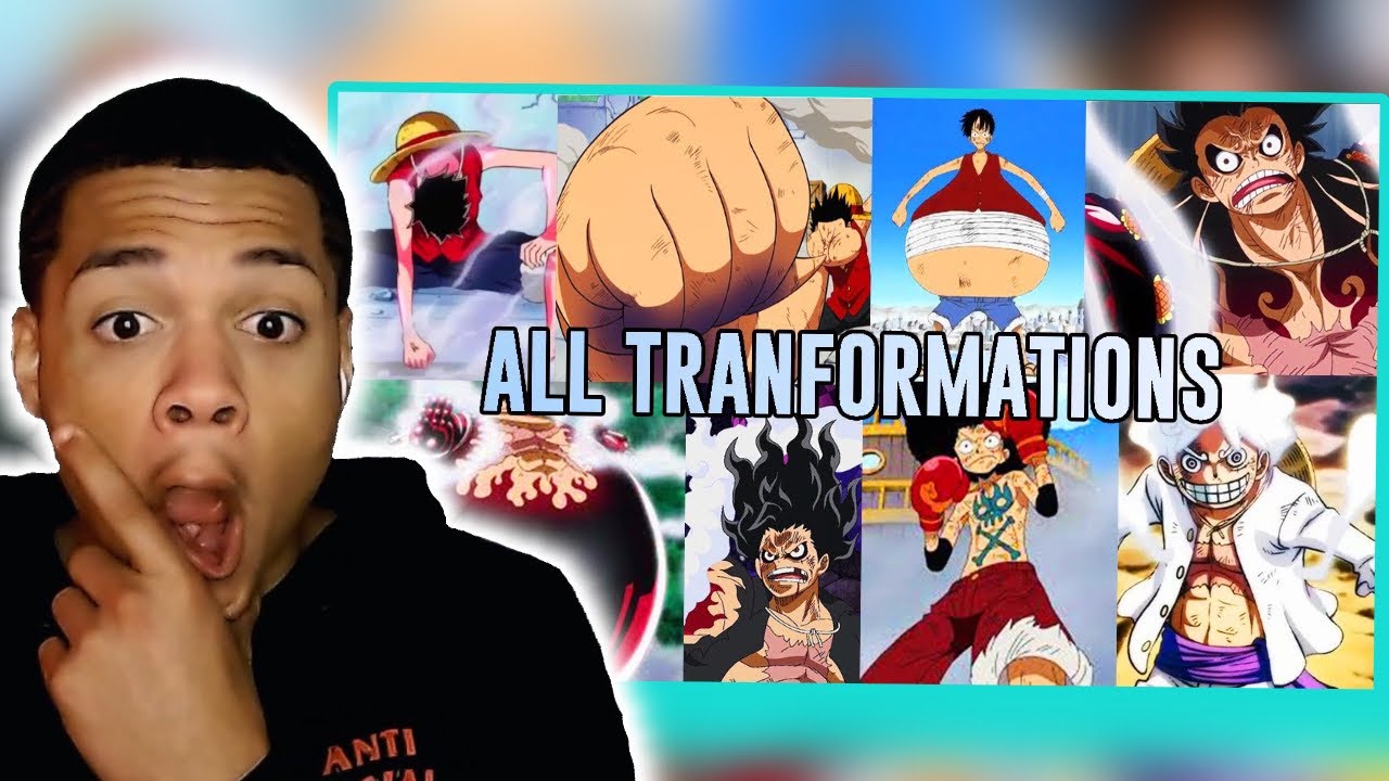ALL LUFFY TRANSFORMATIONS (Gear 2-5) One Piece REACTION!! - YouTube