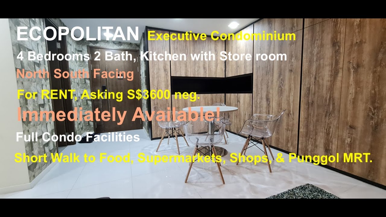 4 Bedroom 2 Bath for RENT Executive Condominium Full Facilities Punggol ...
