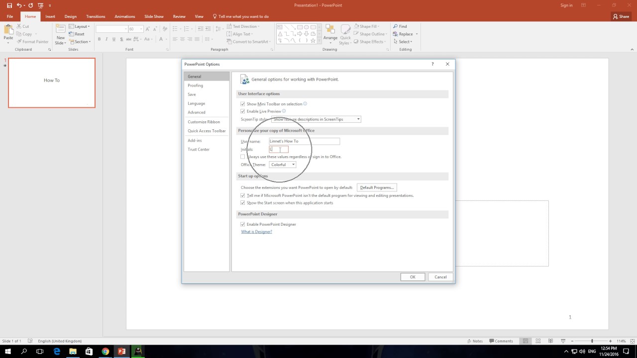 How To Change Initials In PowerPoint 365 - YouTube