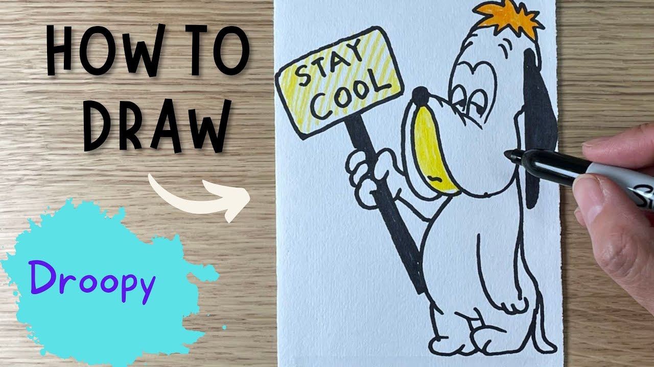 How to draw Droopy for beginners and kids - YouTube