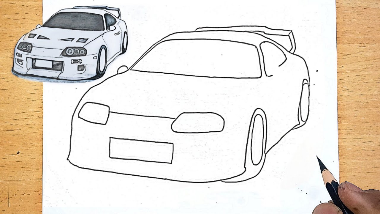 How to Draw a Toyota Supra A80 | Easy Outline To Realistic Finish 🔥 ...