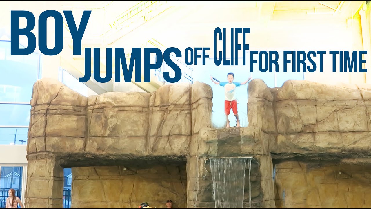 Kid jumps off cliff for the first time! - YouTube