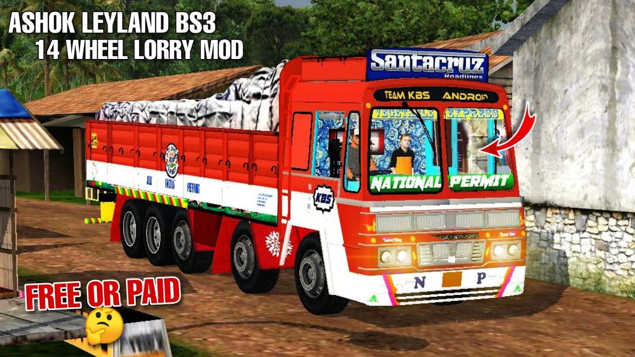 National permit 14 wheel loaded lorry mod 🥵 for BUSSID || Ashok Leyland ...
