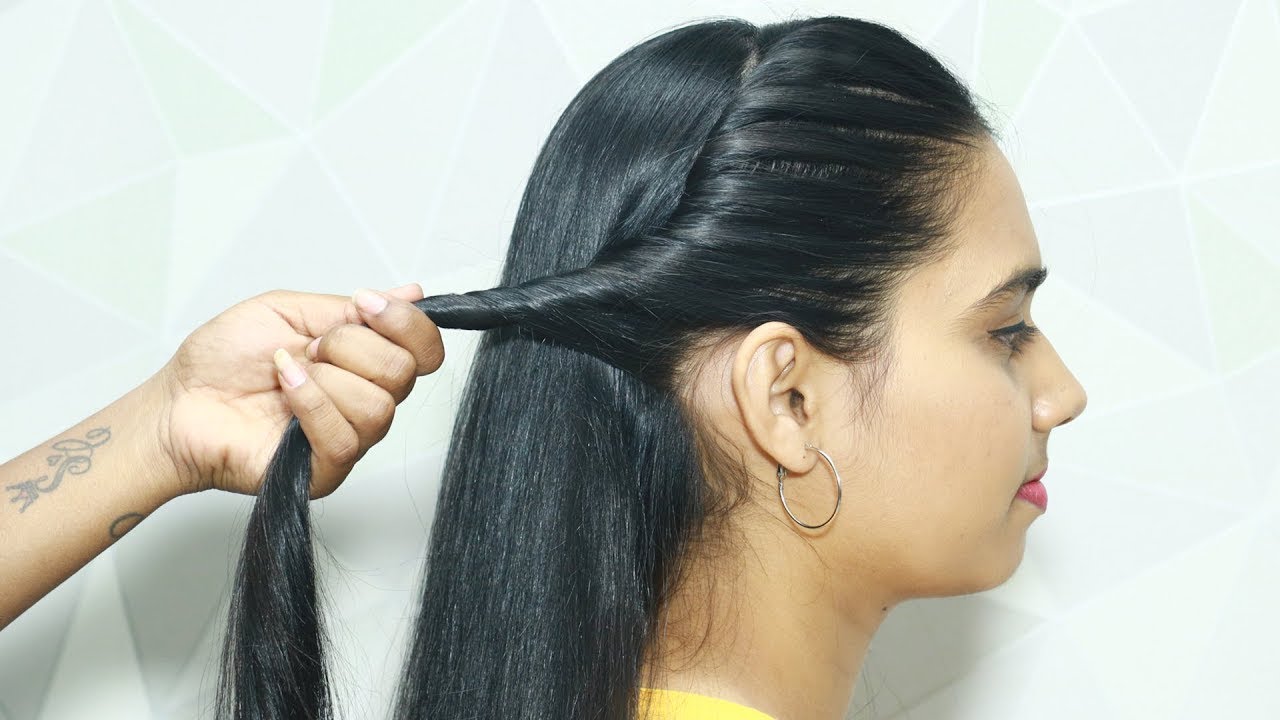 Beautiful hairstyle for wedding functions || Quick & Easy Hairstyle for ...