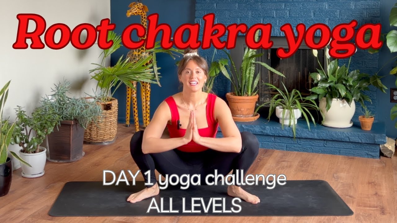 Root chakra yoga flow to ground down - day 1 yoga challenge - YouTube