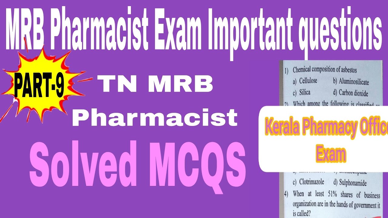 MRB Pharmacist Important Questions/PART-9/Kerala Pharmacist Exam Model ...