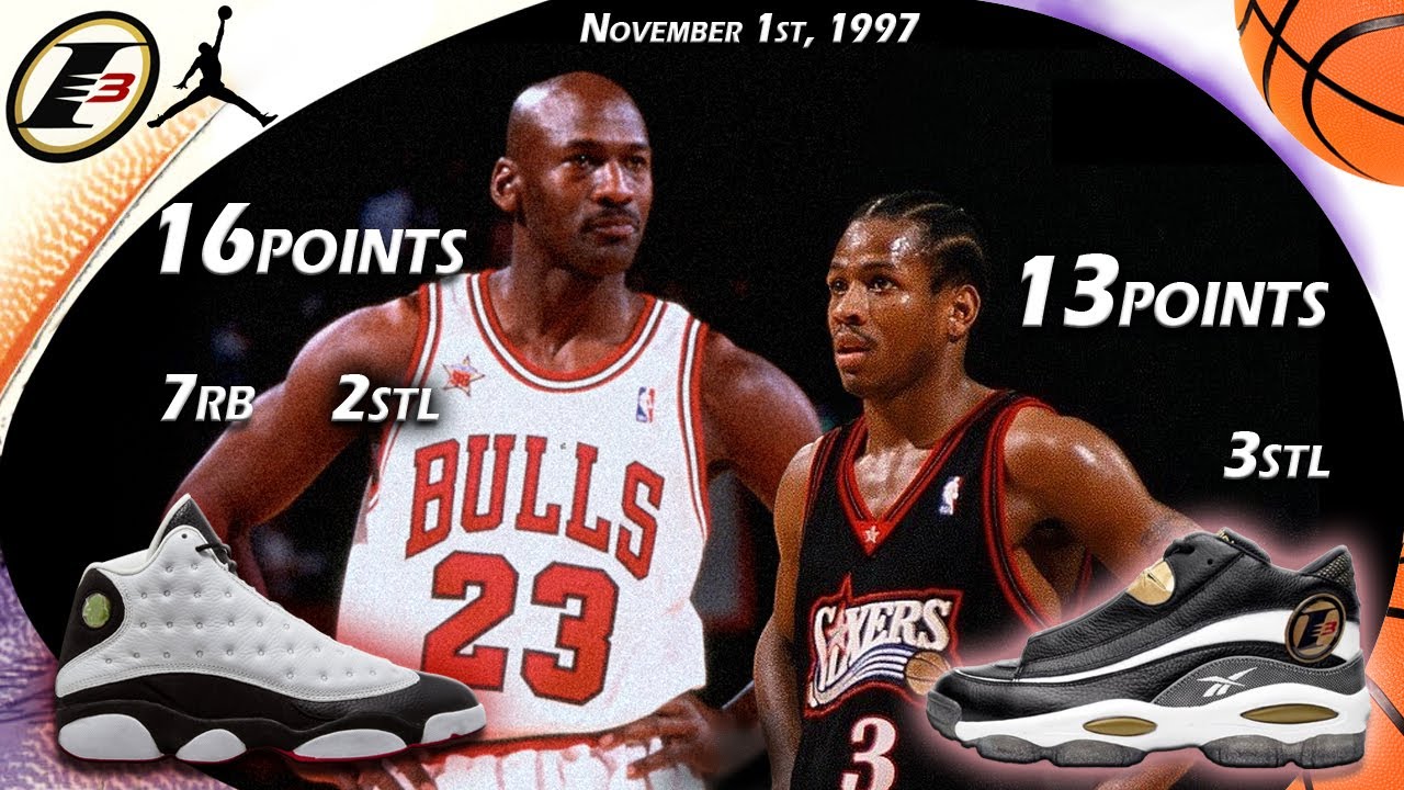 Michael Jordan VS Allen Iverson Face-off November 1st 1997 - YouTube