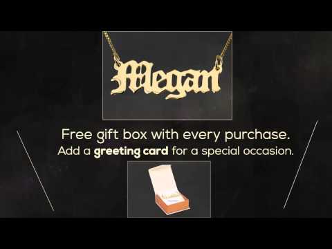 Name Necklace in old English font 14 karat solid gold - PersJewel