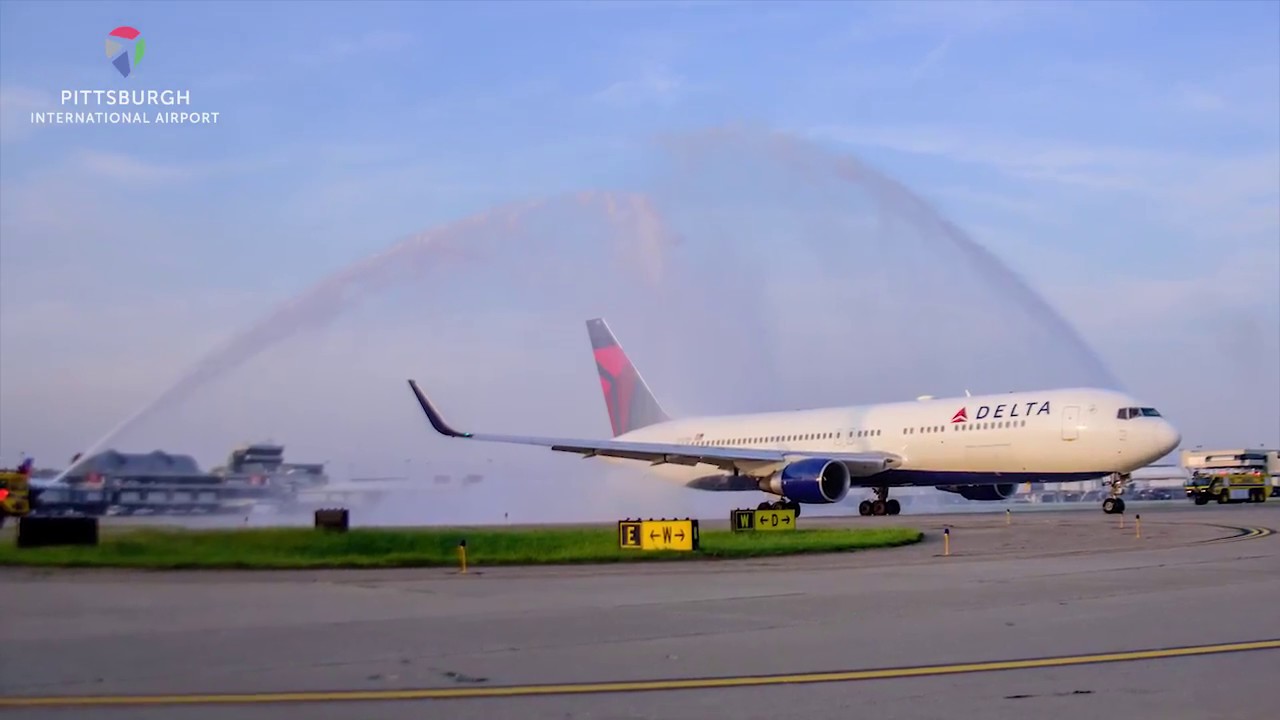 Water Salutes at Pittsburgh International Airport - YouTube