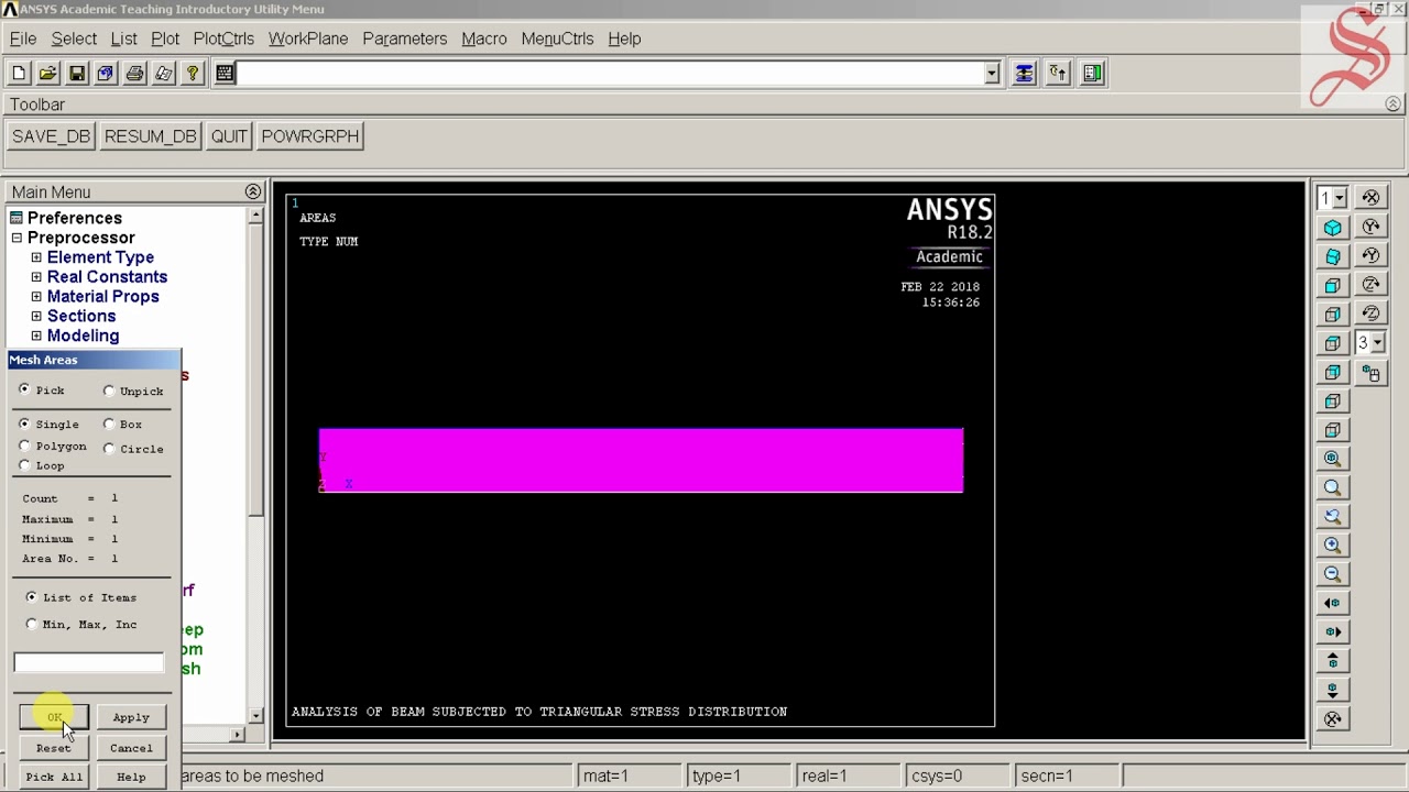 Analysis of Beam Subjected to Triangular Loading #Ansys APDL - YouTube