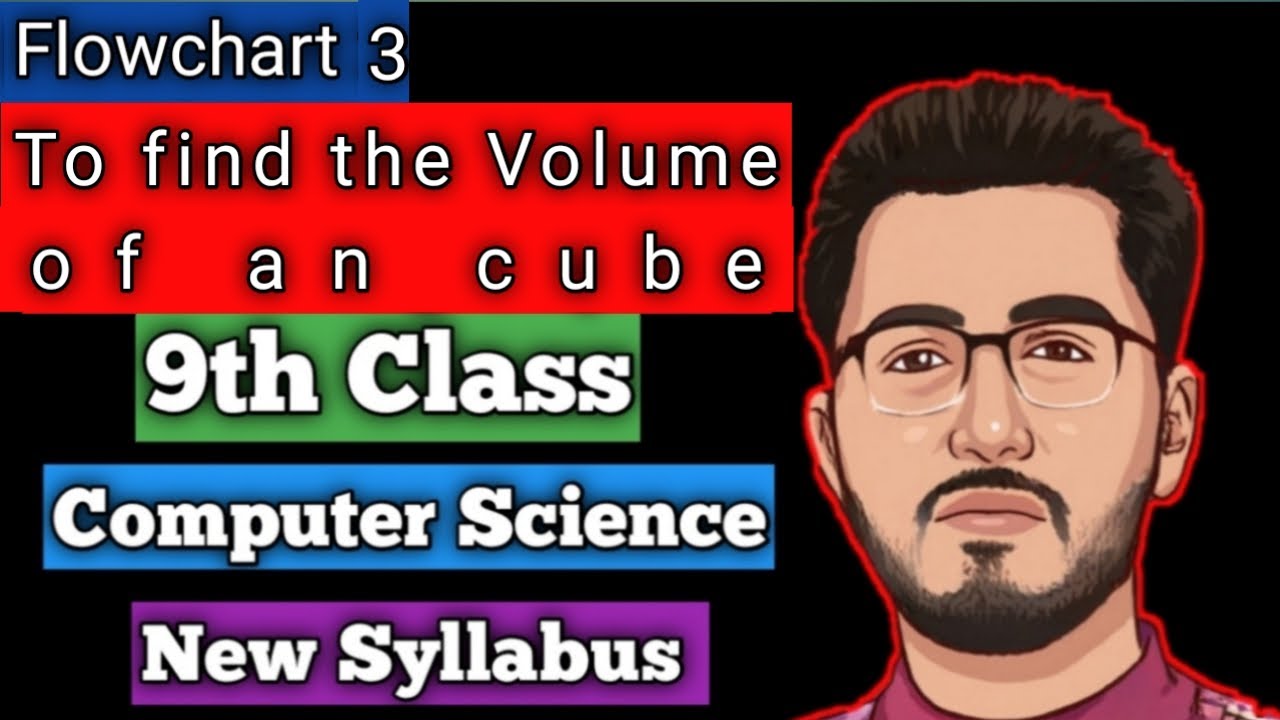 12 Flowchart 3 To Find Volume Of Cube 9th Class Computer Science Computer Ustad Usama Cuu