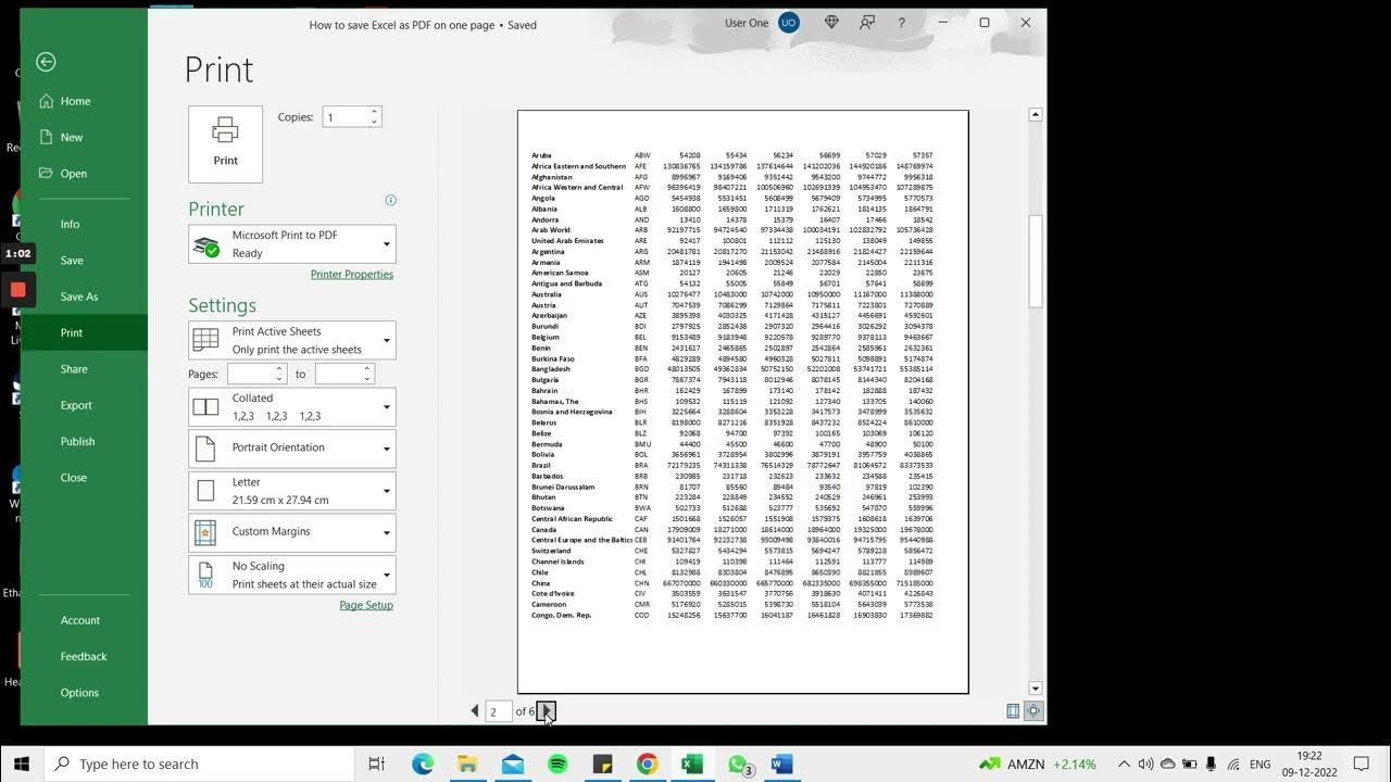How to save Excel as PDF on one page - YouTube