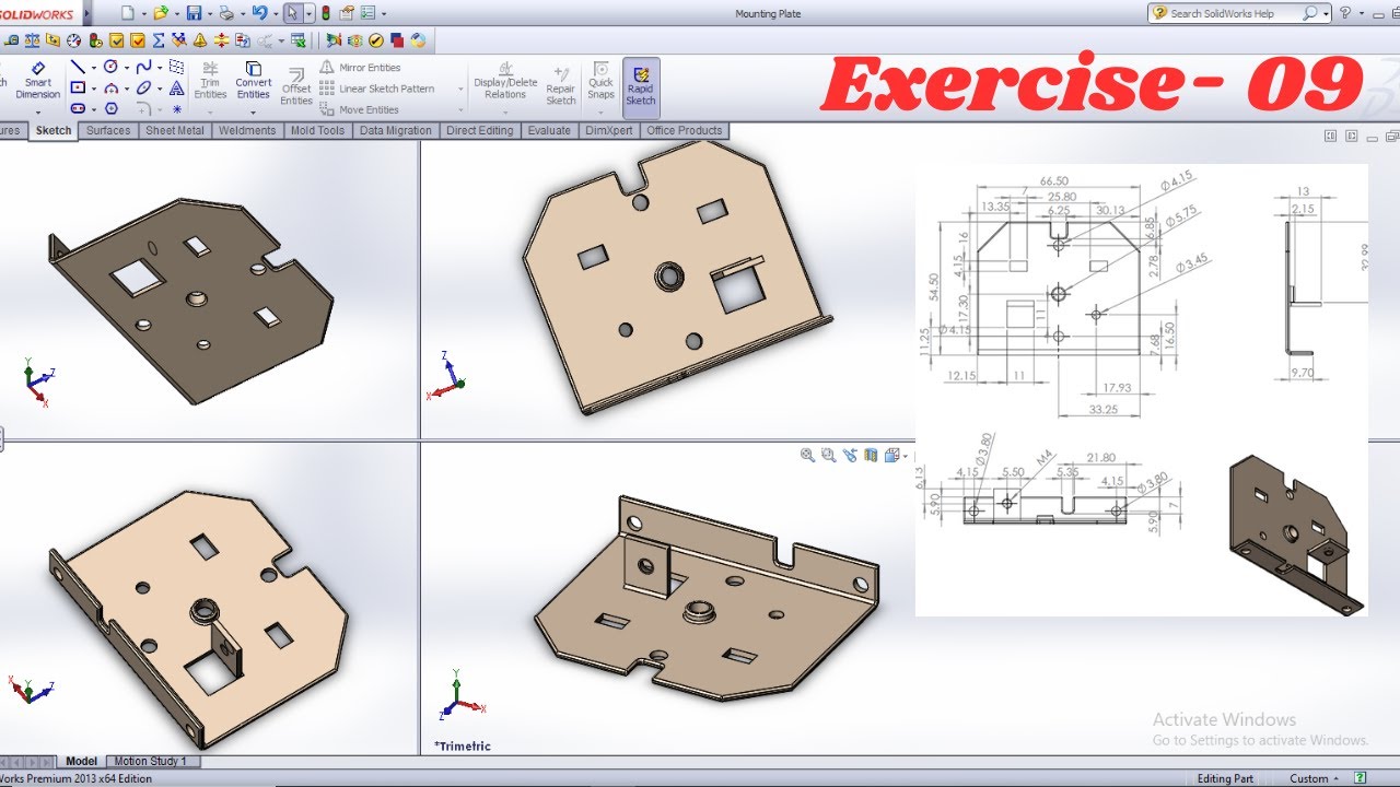Sheet Metal | Solidworks Tutorials | Trim | Filet/chamfer | Mirror ...