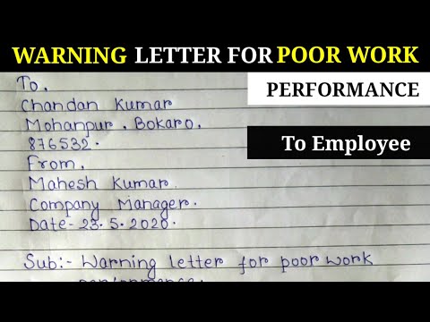 Warning letter for poor work performance to employee.how to write ...