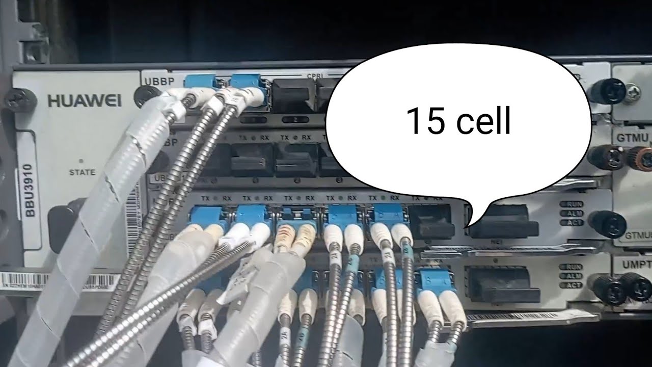 BBU Huawei telecom cabinet alarm and fiber cables - YouTube