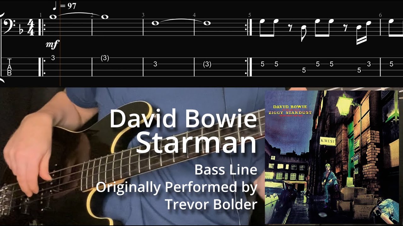 David Bowie - Starman (Bass Line w/ Tabs and Standard Notation) - YouTube