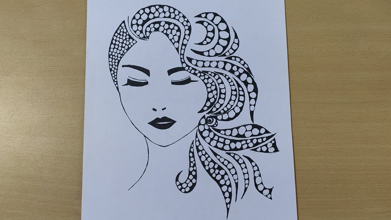 How To Draw Zentangle Girl - Step By Step Tutorial - YouTube