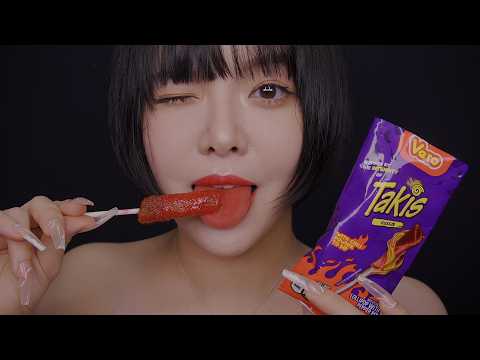 ASMR Takis Lollipop🌶️ Mexican Spicy Candy Eating Sounds