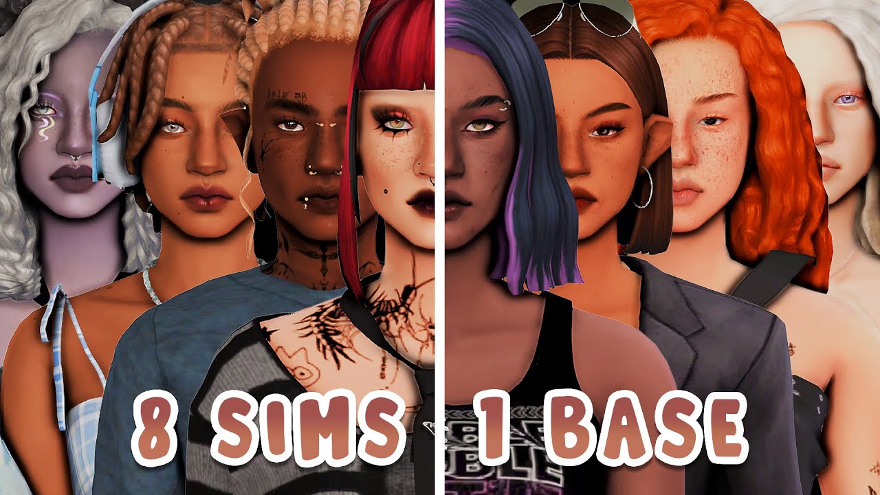 8 Sims, 1 Base + CC List | Sims 4 Create A Sim - YouTube