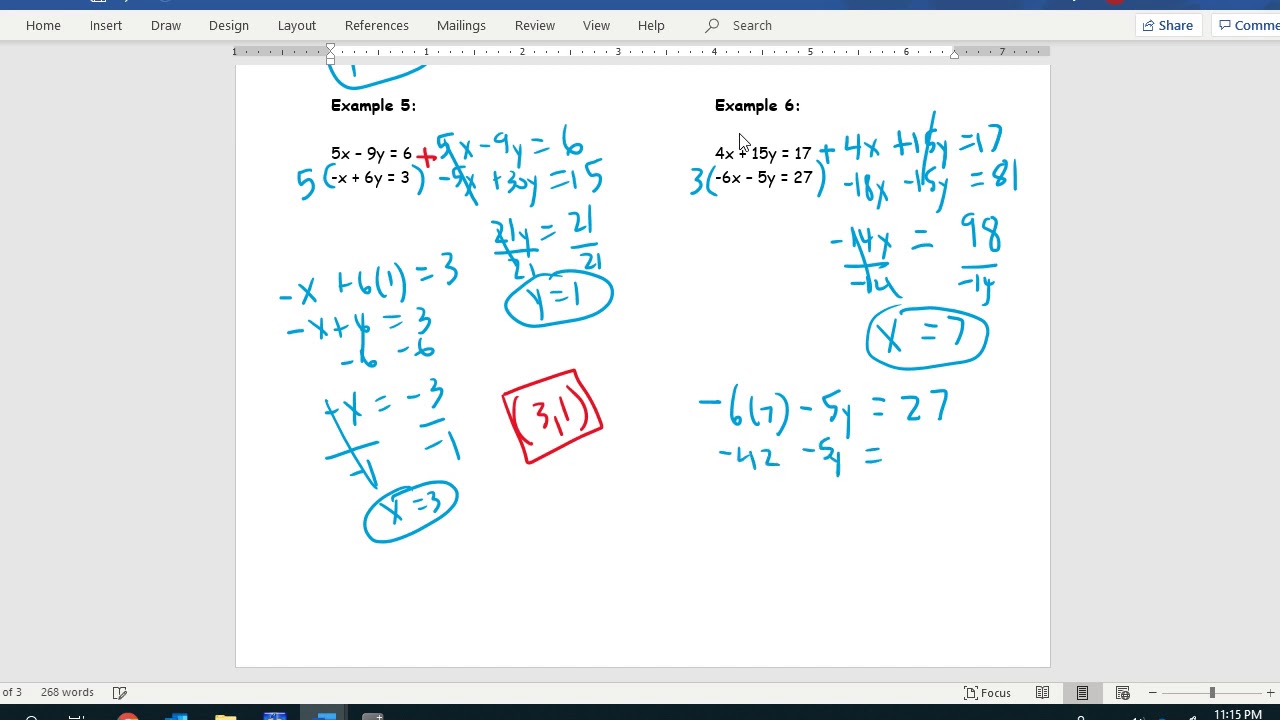 Solving Systems of Equations by Elimination - Linear Systems ...
