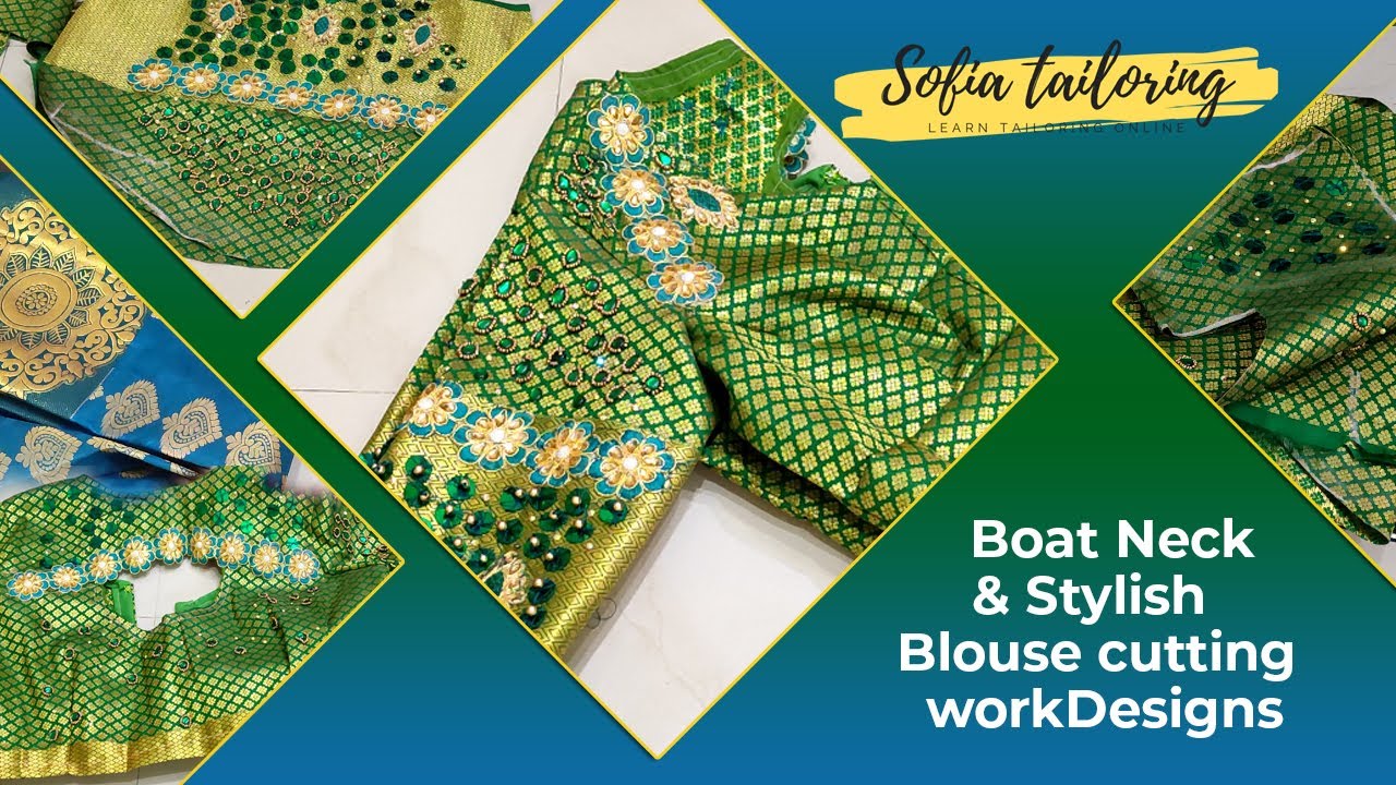 Super Rich Boat Neck Blouse Design Front and Back Cutting Work - YouTube