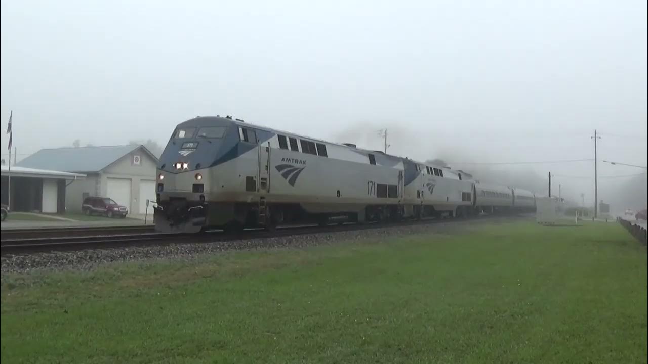 CSX P 097 03 Passenger Amtrak 97 Silver Meteor by Folkston 4 4 23 Eng 171 and 135 lead - YouTube