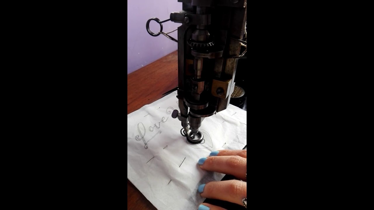 Chain stitch embroidey by Vintage Cornely embroidery machine - YouTube