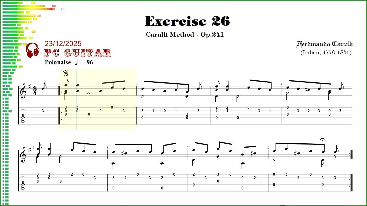 Carulli Method, Exercise 26 (Polonaise), guitar - YouTube